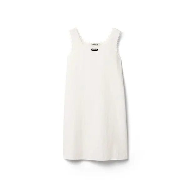 Miu Miu Sleeveless Lace-trimmed Poplin Dress