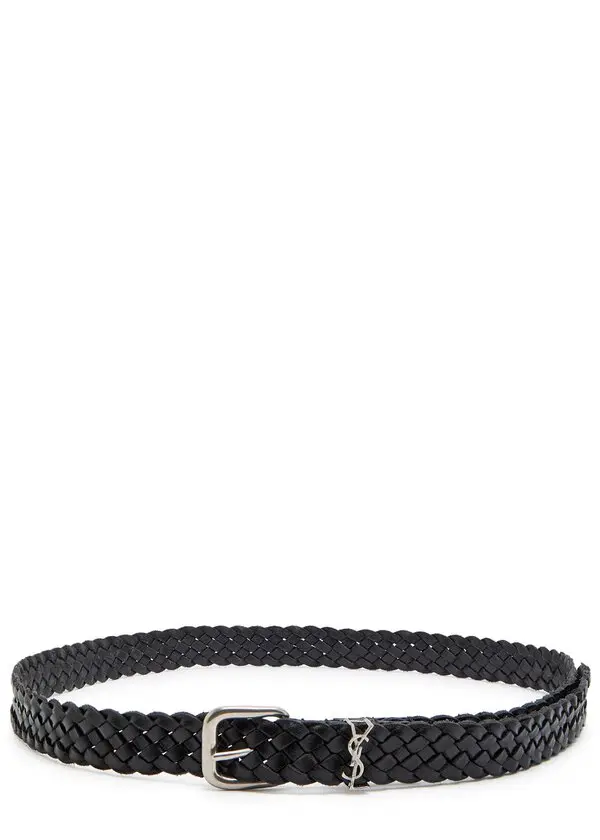 Saint Laurent Braided Leather Belt - Black