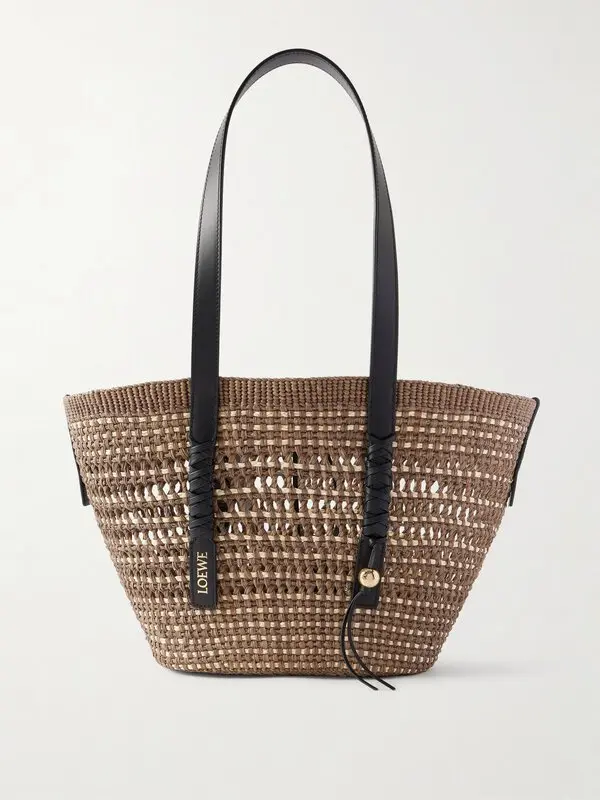 Loewe Braided Raffia Tote - Green