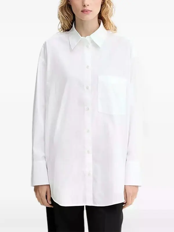 Marc O'polo Oversized Button-down Shirt With Chest Pocket - White