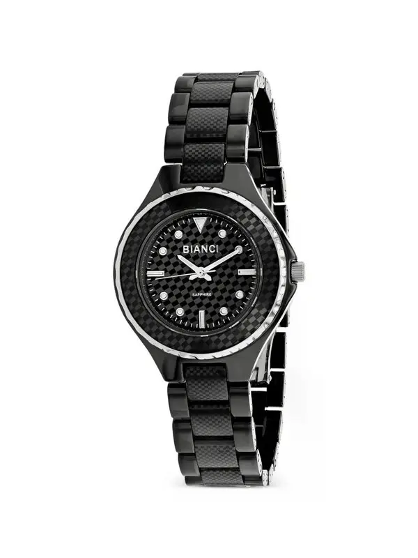 ROBERTO BIANCI Casaria Checkered Bezel Watch - Black