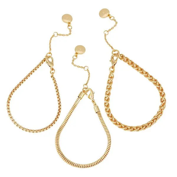 Vince Camuto Three-piece Mixed Chain Bracelet Set - Gold Tone
