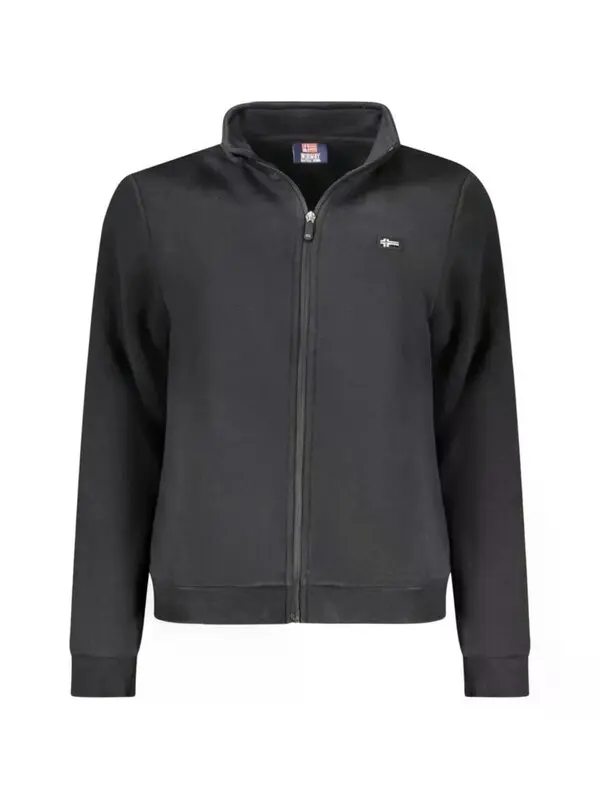 NORWAY 1963 Logo Patch Zip-up Sweater - Black