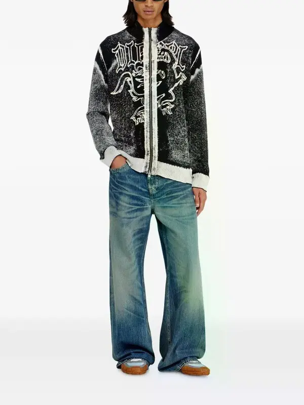 DIESEL® Graphic Print Zip-up Cardigan