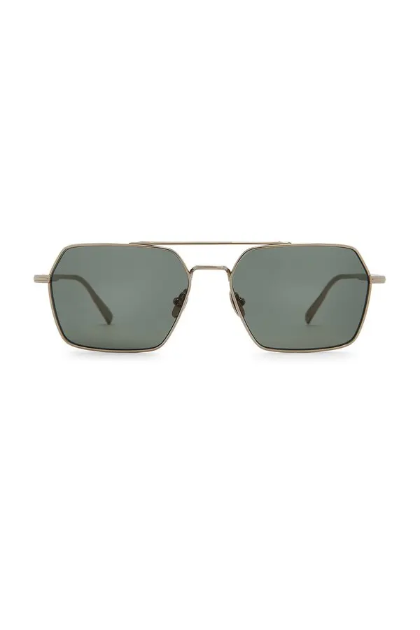 Garrett Leight Alta Sunglasses - Radiant Gold & Semi Flat Green