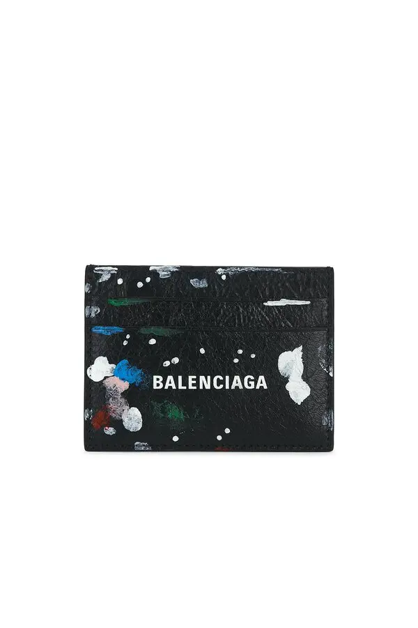 Balenciaga Cash Card Holder In Black - Black & Multicolor