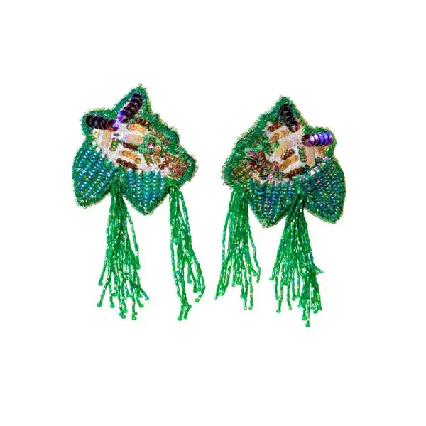 SIMITRI Enchanted Ivy Earrings - Green/purple/yellow