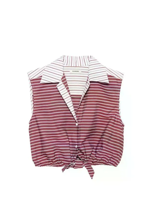 Sandro Striped Tie-hem Shirt - Red