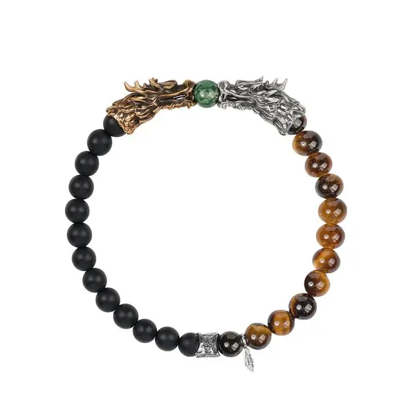 KARMA AND LUCK Dragon Multi Stone Bracelet - Brown/black