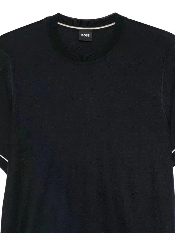 BOSS Contrast Trim Short Sleeve Sweater