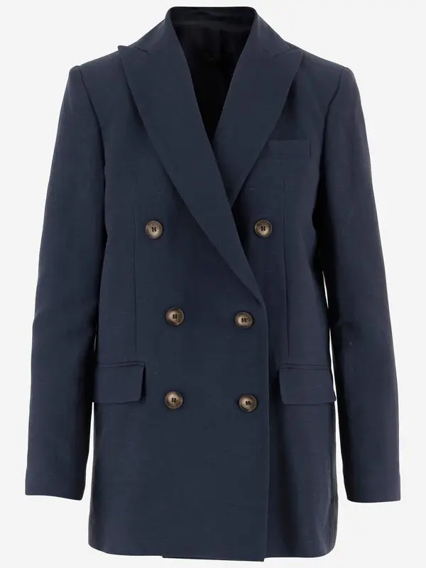 F.IT F.i.t. Double Breasted Viscose And Linen Jacket