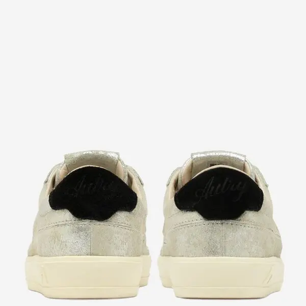 AUTRY Windscape Low Sneakers In Silver Laminated Suede - Red