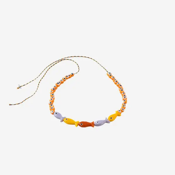 SORBET ISLAND Fabric And Glass Bead Necklace - Red
