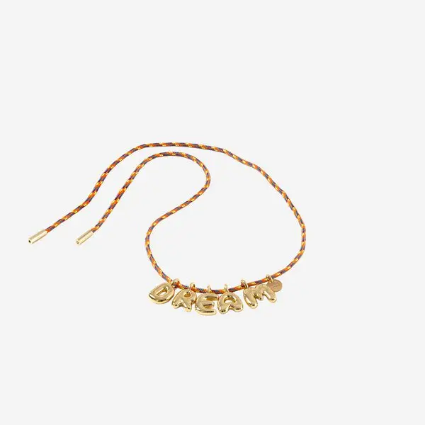 SORBET ISLAND Fabric And Metal "bubble Letter" Necklace - Red