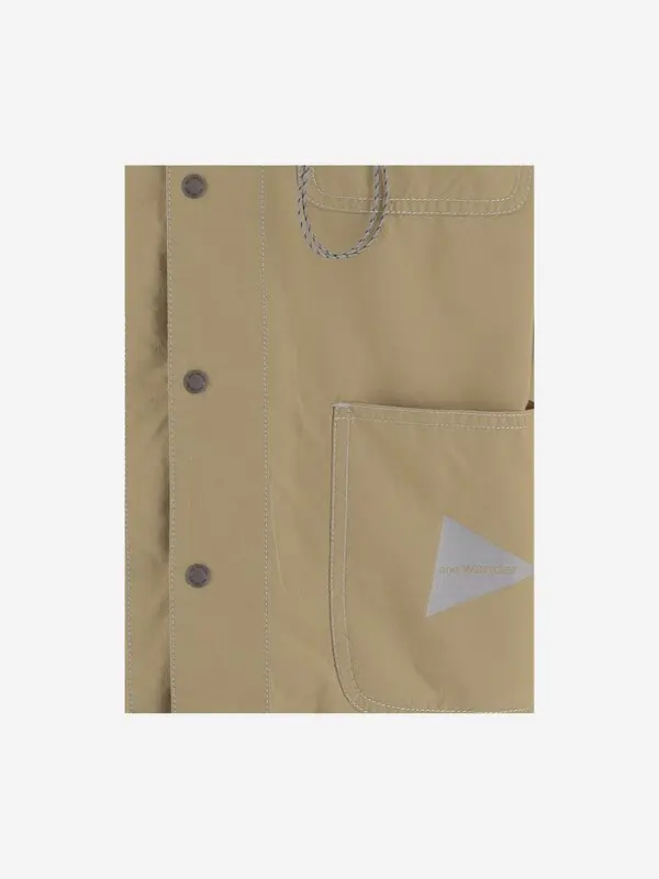 AND WANDER Cotton Blend Jacket With Logo Detail - Beige