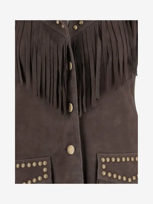 UNCOMMON Suede Fringed Jacket With Stud Details