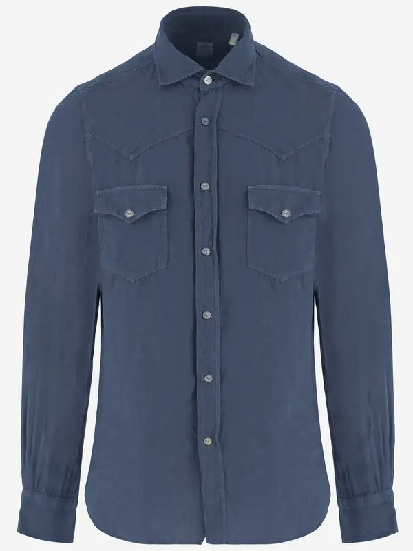 FINAMORE 1925 Linen Shirt - Blue