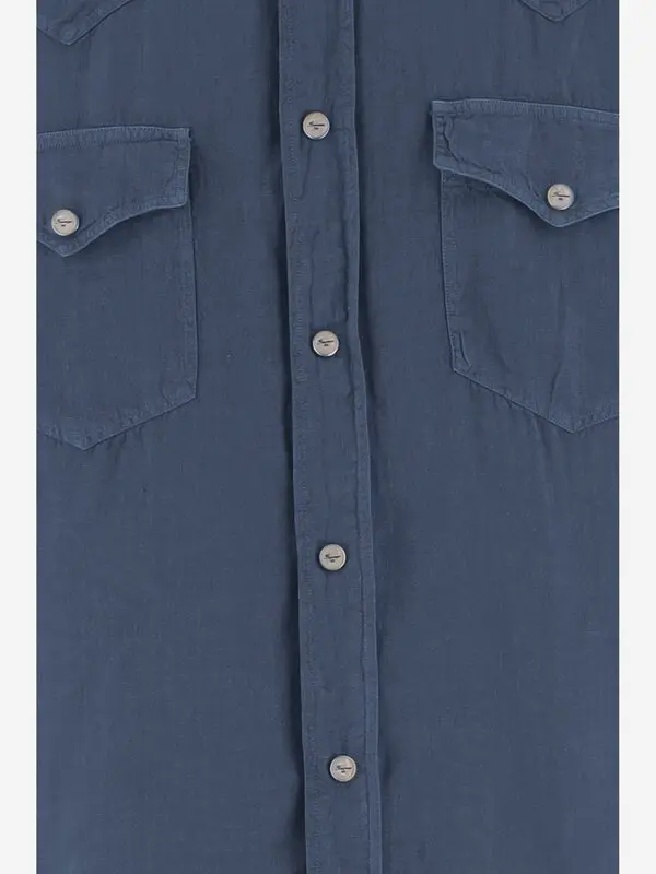 FINAMORE 1925 Linen Shirt - Blue