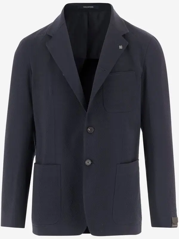 Tagliatore Single-breasted Stretch Wool Jacket - Blue
