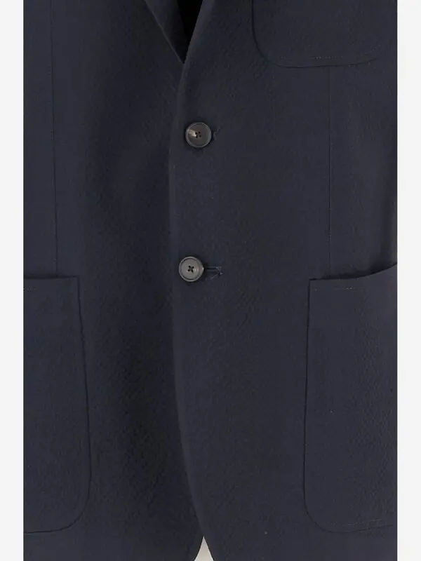 Tagliatore Single-breasted Stretch Wool Jacket - Blue