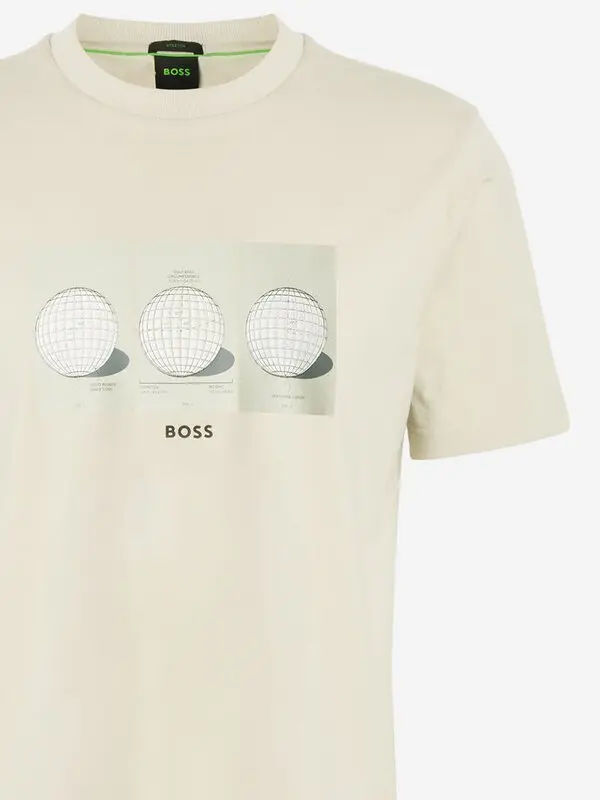 Hugo Boss Printed Cotton T Shirt - Beige