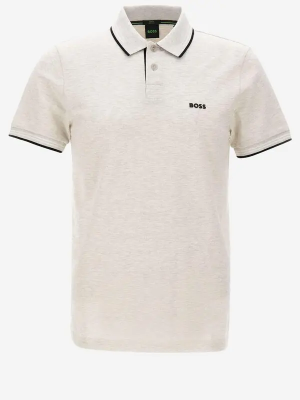 Hugo Boss Stretch Cotton Polo Shirt With Logo - Light Grey
