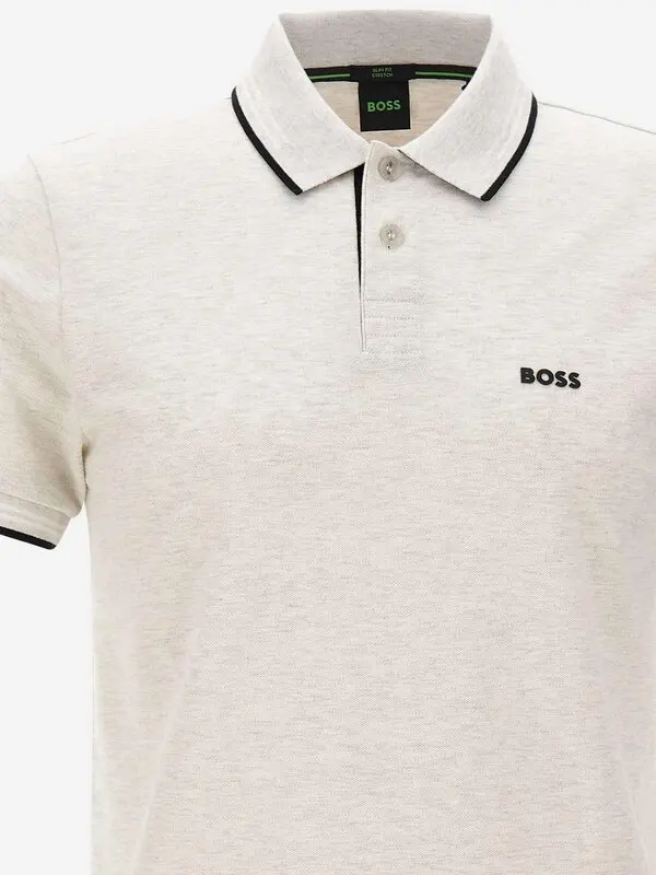 Hugo Boss Stretch Cotton Polo Shirt With Logo - Light Grey