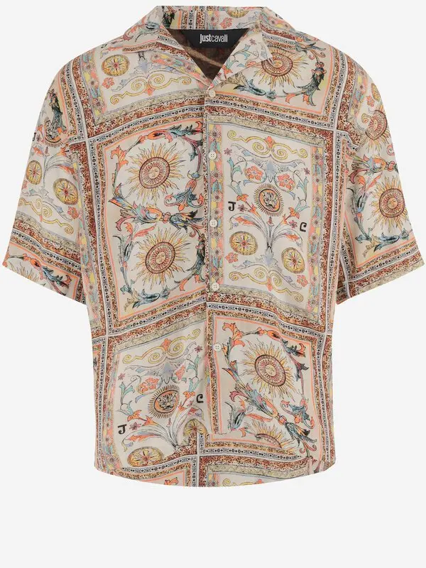 Just Cavalli Viscose Shirt With All Over Print - Red