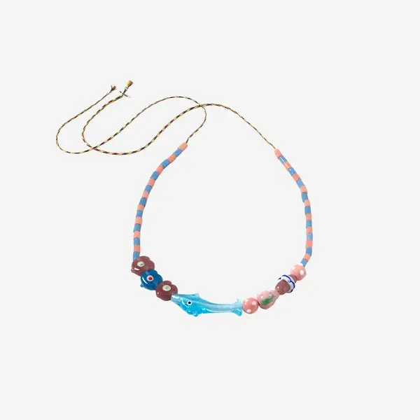 SORBET ISLAND Dolphin And Glass Bead Necklace - Red