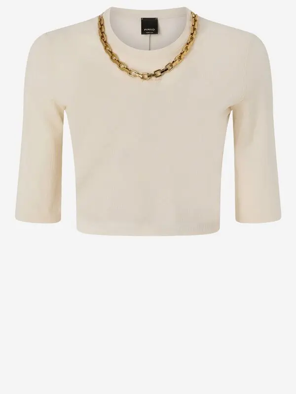 Pinko Kimberly Cropped Sweater With Chain