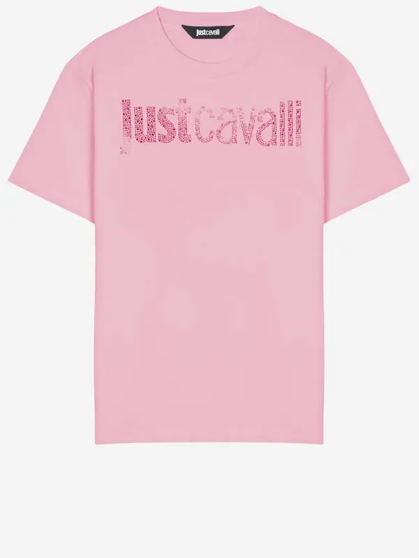 Just Cavalli Cotton T-shirt With Logo Detail - Rosa