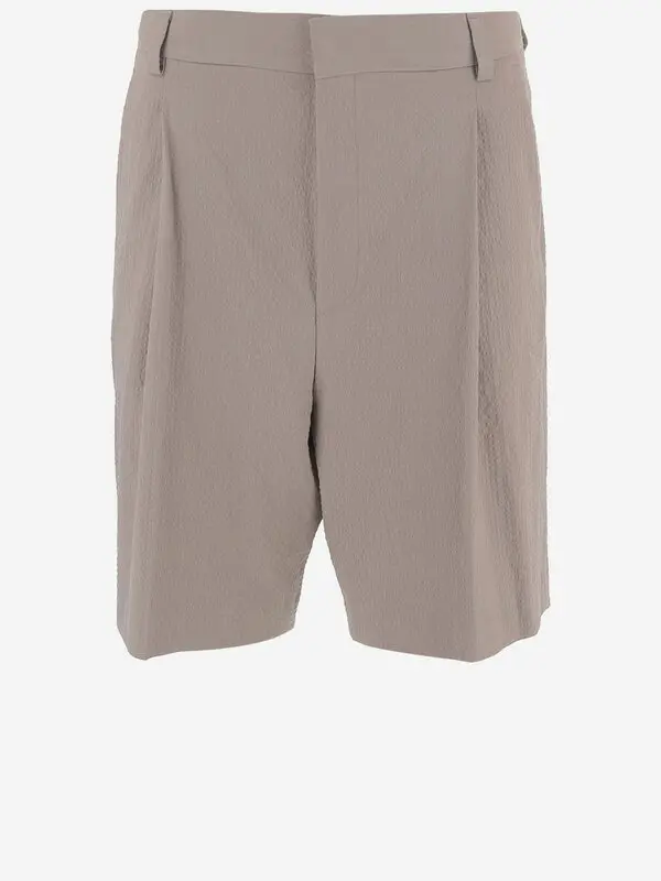 Hugo Boss Stretch Cotton Shorts With Pleats - Beige