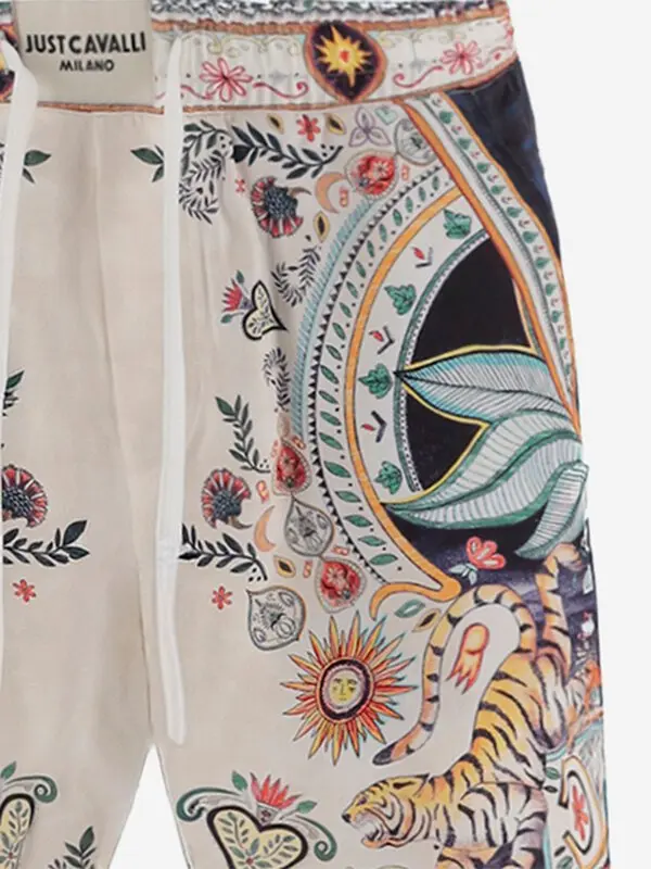 Just Cavalli Printed Viscose Relaxed Fit Shorts - Red