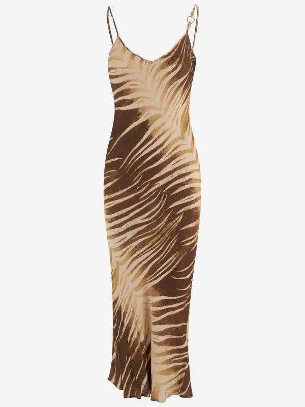 Just Cavalli Viscose Dress With Tropical Print