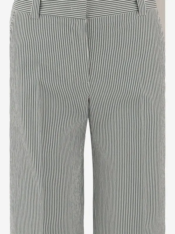 QL2 DONNA Striped Stretch Cotton Blend Pants