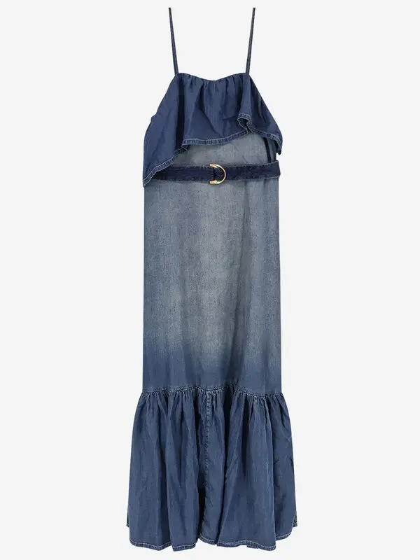 Pinko Ruffled Maxi Dress - Denim