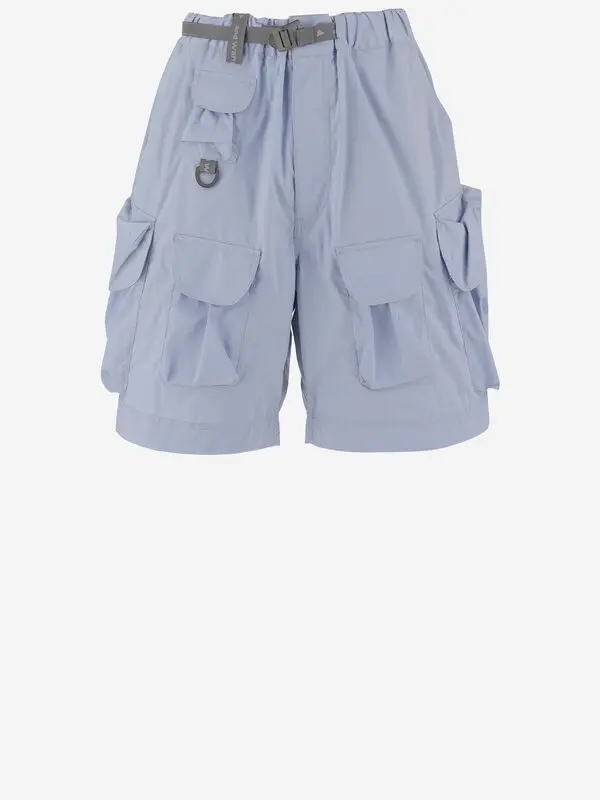 AND WANDER Technical Nylon Belted Cargo Shorts - Clear Blue