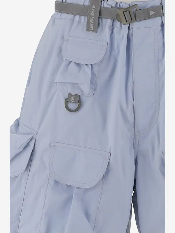 AND WANDER Technical Nylon Belted Cargo Shorts - Clear Blue