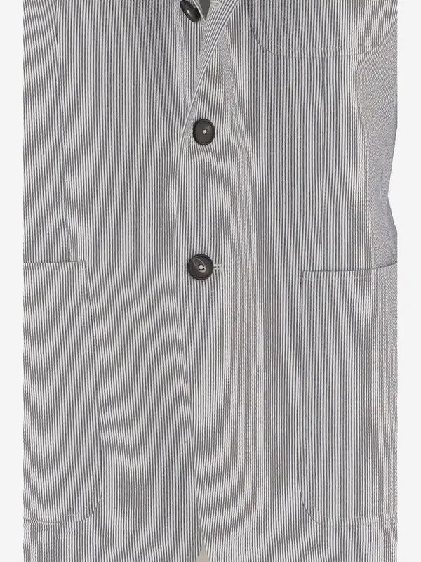 Tagliatore Single Breasted Striped Cotton Blend Jacket