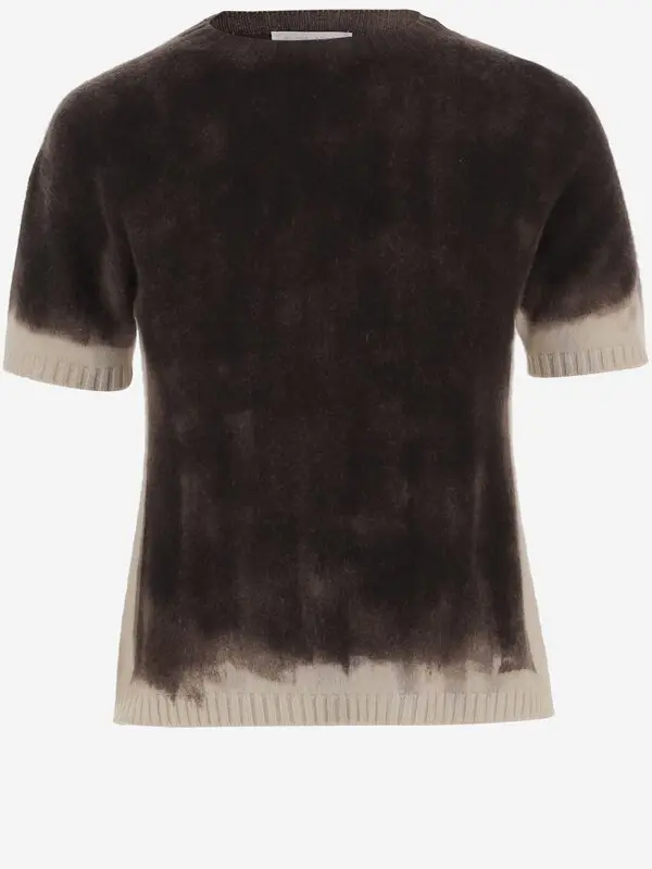OLIVER LATTUGHI Short Sleeve Cashmere Sweater - Brown