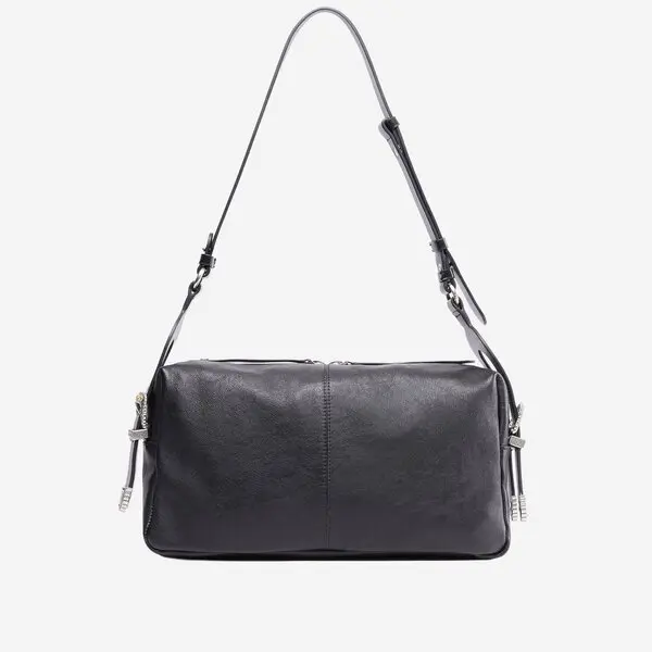 Pinko Medium Keeper Bag In New Biker Leather - Black