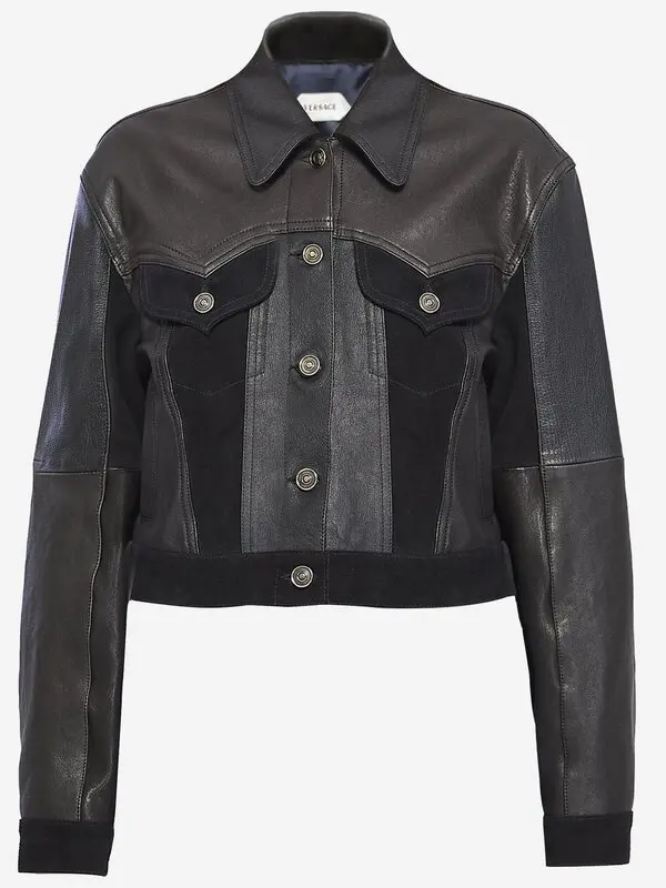 Versace Leather Jacket With Suede Inserts