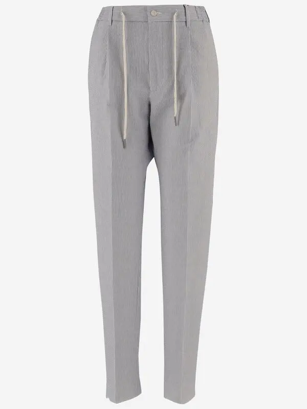 Tagliatore Stretch Cotton Blend Striped Pants