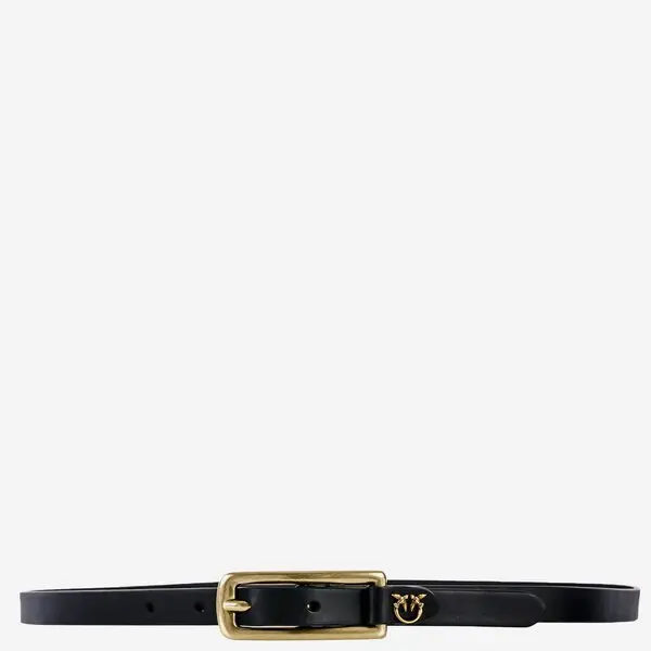 Pinko Leather Belt With Logo Detail - Black