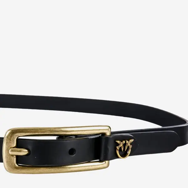 Pinko Leather Belt With Logo Detail - Black