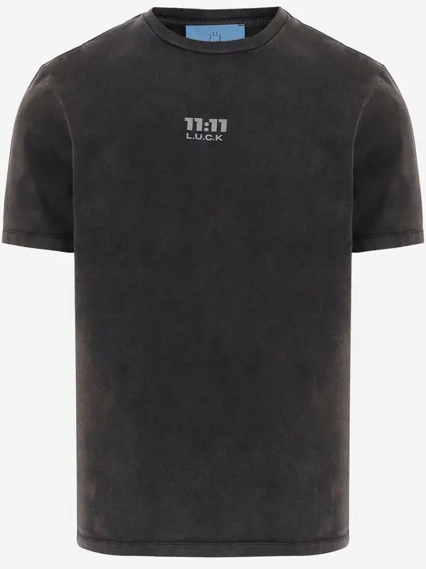 11:11 L.U.C.K. Cotton T Shirt With Logo Print