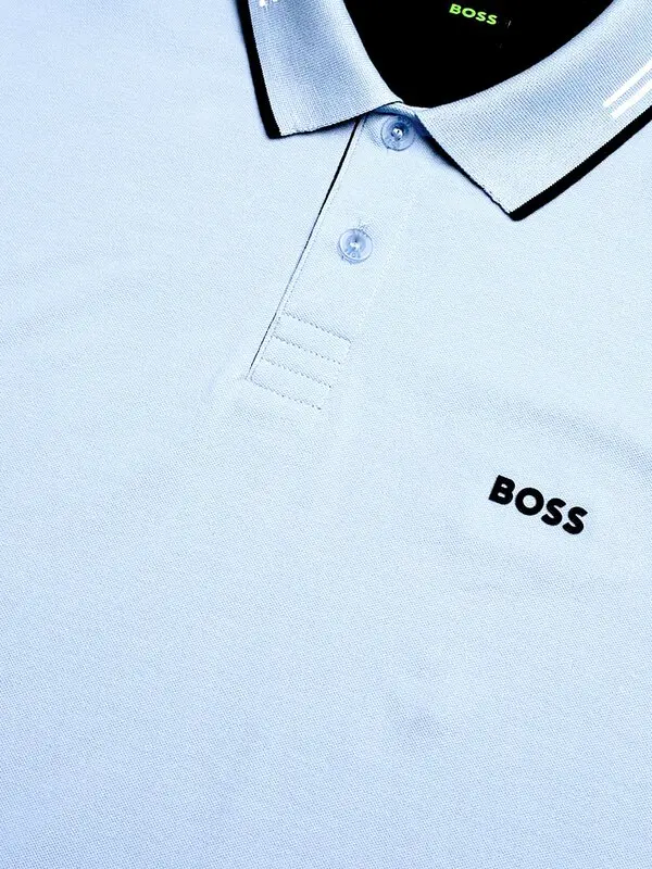 Hugo Boss Stretch Cotton Polo Shirt With Logo - Light Blue