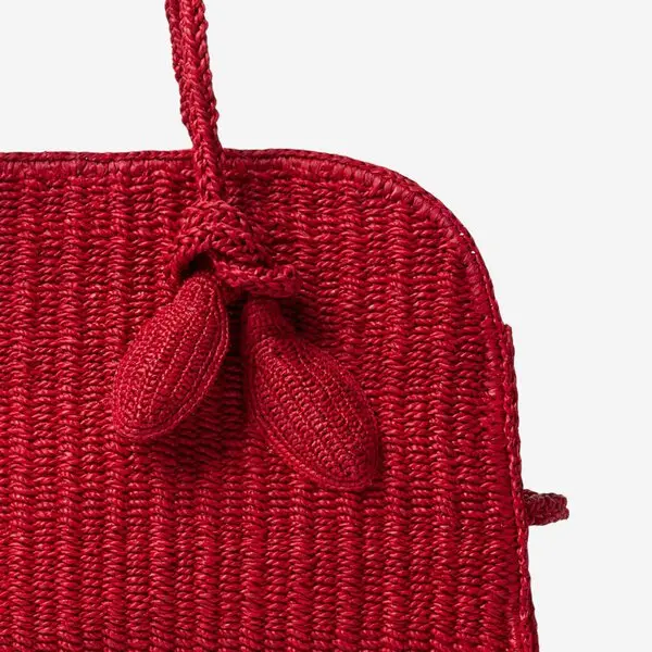 Jacquemus Raffia Bowling Bag With Knotted Detail - Red
