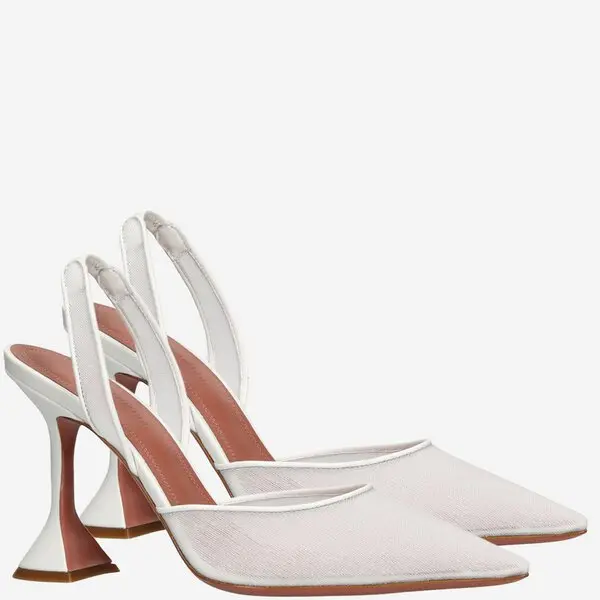 Amina Muaddi Holli Mesh Slingback Pumps