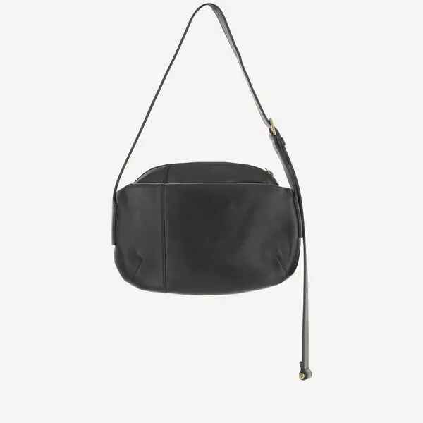 Versace Leather Shoulder Bag With Embossed Medusa Logo